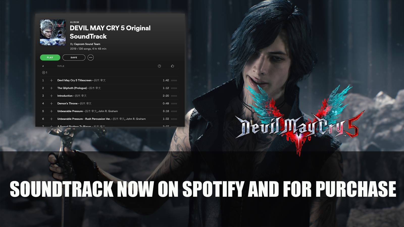 Devil May Cry 5 Soundtrack Now Available on Spotify as well as Digital ...