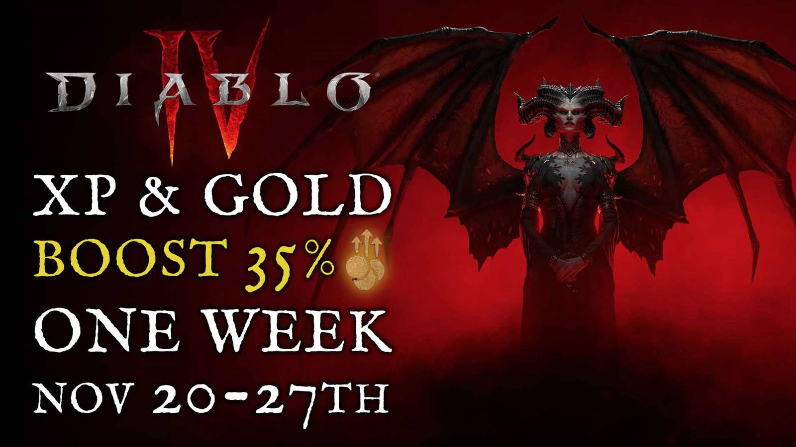 Diablo 4 Gets A Week of Experience and Gold Bonuses Starting Nov 20th